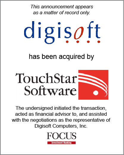 Digisoft Computers, Inc. Divestiture | FOCUS Investment Banking LLC
